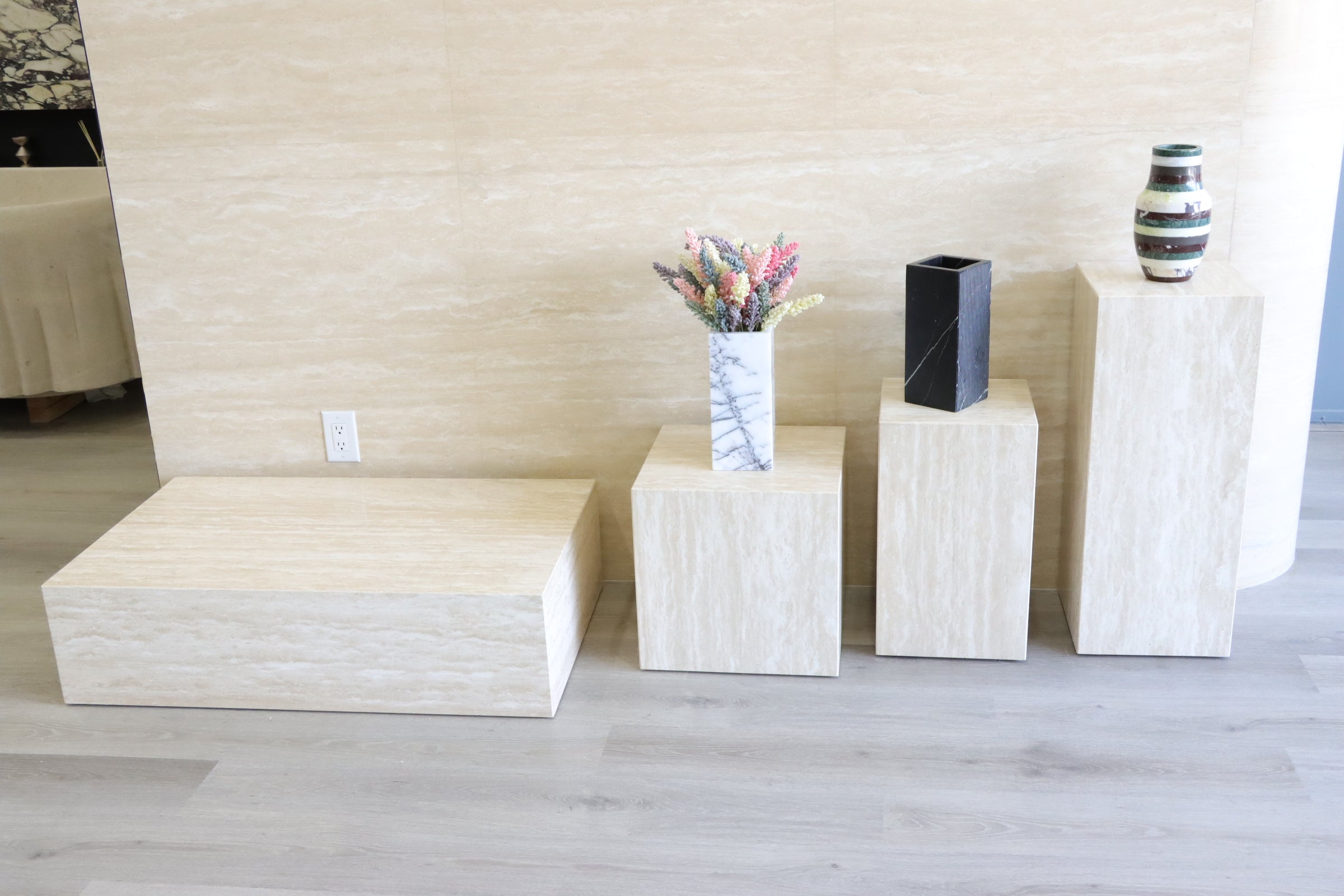 Travertine Plinth, End Table, Side Table, Display – MAYROOM CANADA